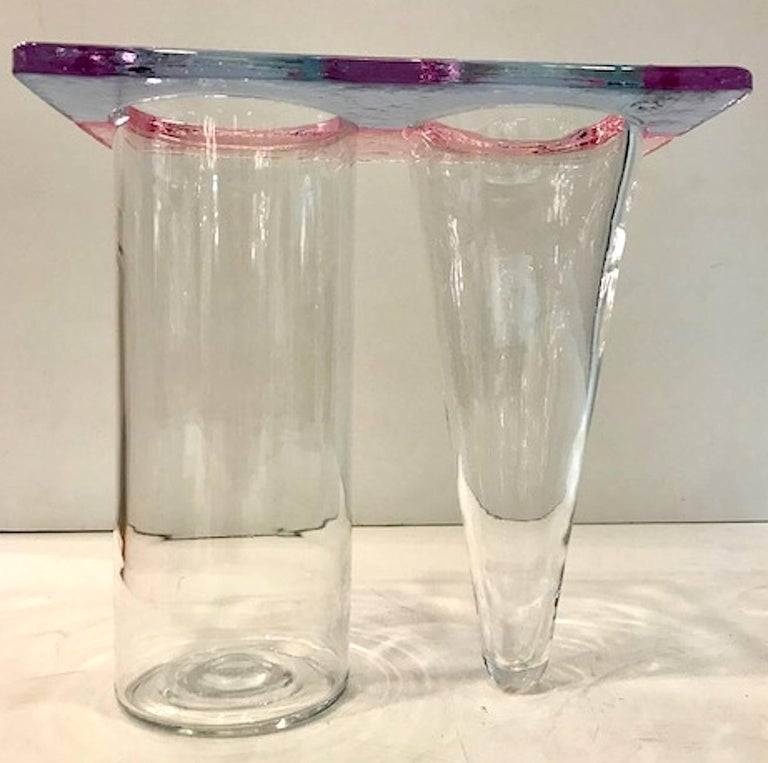 1980s Memphis Stile Double Glass Vase by Italian Glass House Leucos For ...
