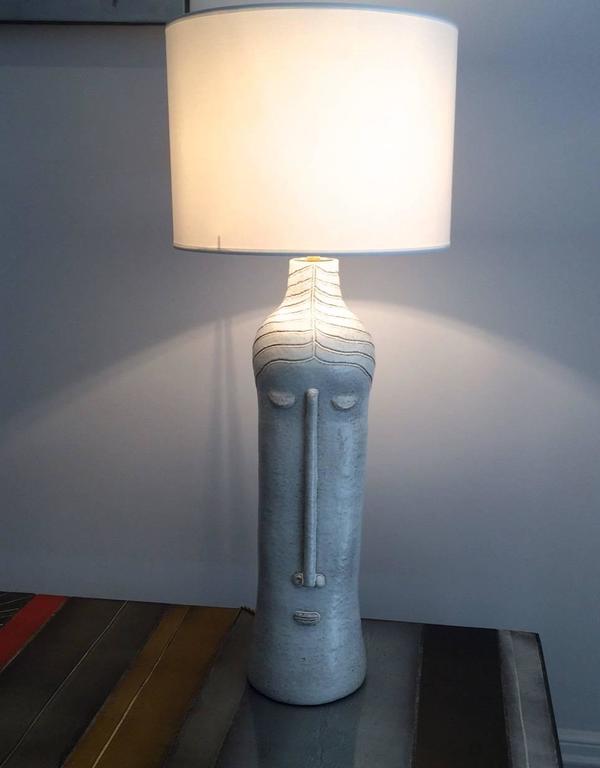 Pair of Ceramic Lamp Bases with Stylized Faces, Unique Piece by Dalo at ...