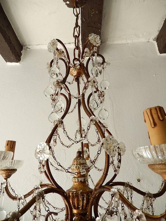 French Baroque Crystal Prisms Swags Old Chandelier at 1stDibs