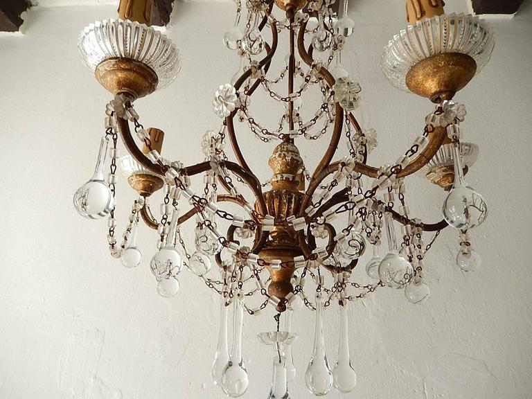 French Baroque Crystal Prisms Swags Old Chandelier at 1stDibs