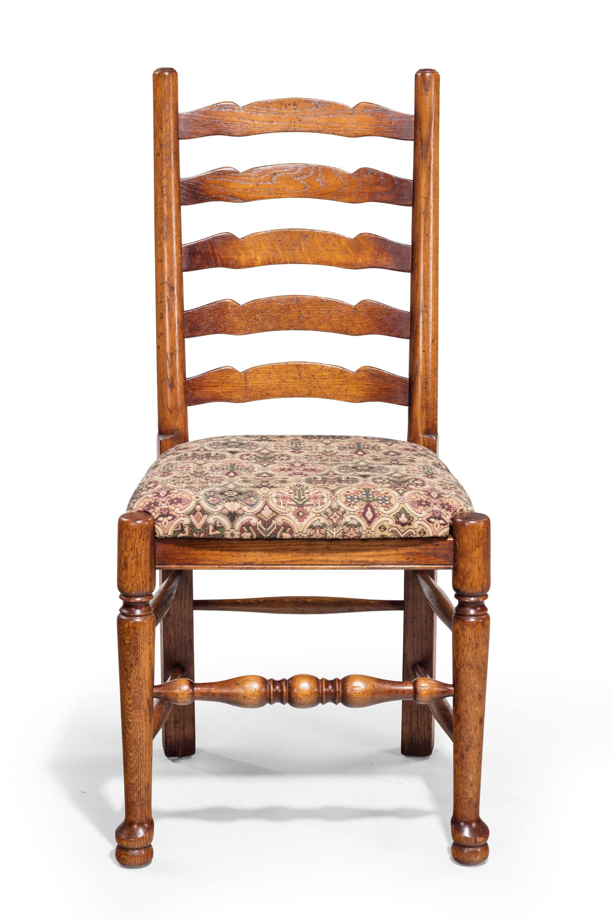 Set of Eight 20th Century Oak Ladder Back Single Chairs at 1stDibs