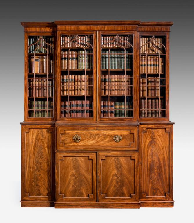 Late Regency Period Mahogany Breakfront Bookcase at 1stDibs
