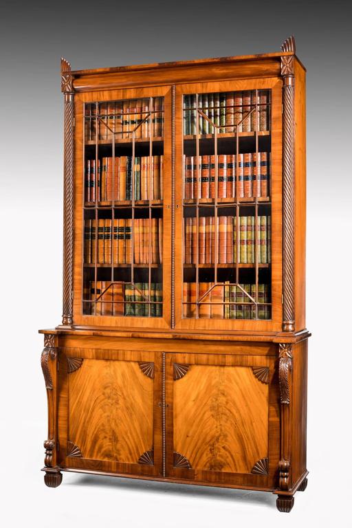 Regency Period Mahogany Bookcase with Matching Flared Panels to the ...