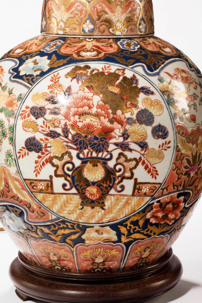Early 20th Century Imari Porcelain Vase Lamp with a Shaped Top at 1stDibs