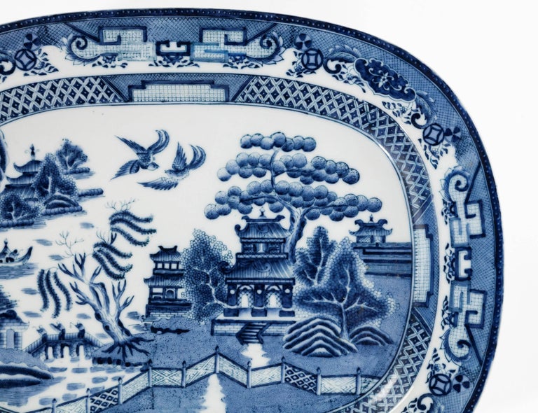 Suite of Three Mid-19th Century Graduated Pottery Willow Pattern ...