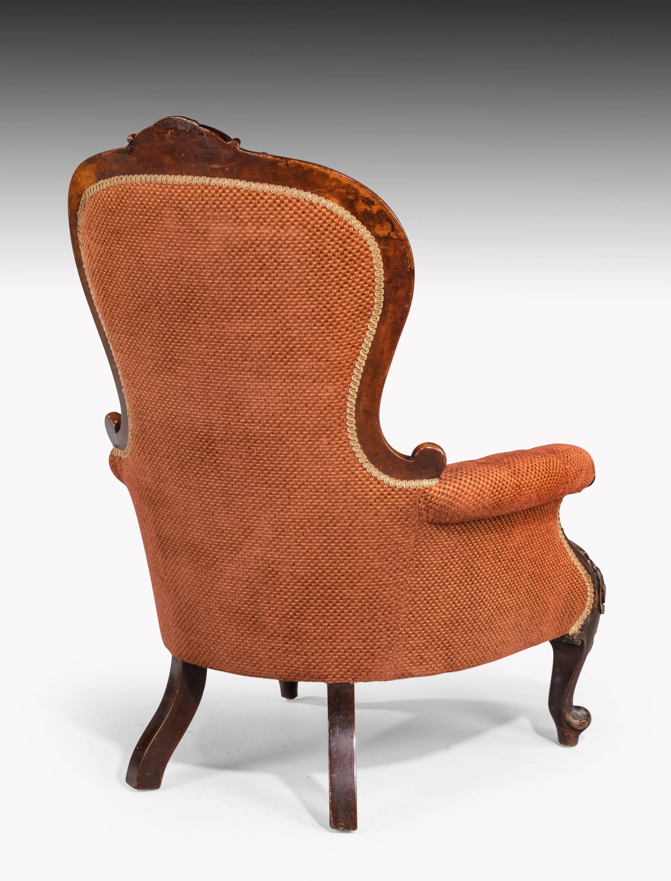 Pair of Mid-19th Century Grandfather Chairs with Cabochon Leaf Panels ...