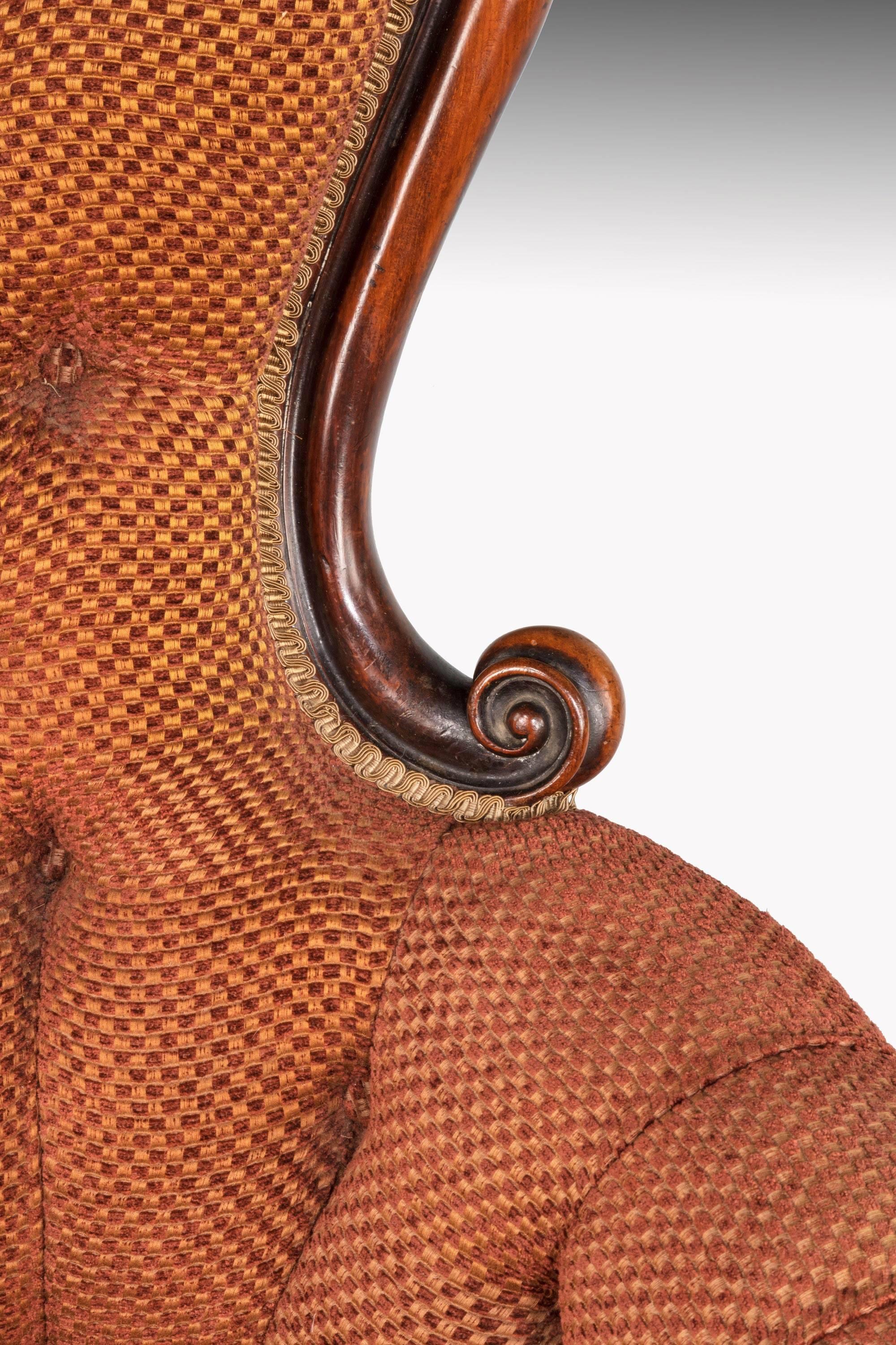 Pair of Mid-19th Century Grandfather Chairs with Cabochon Leaf Panels ...