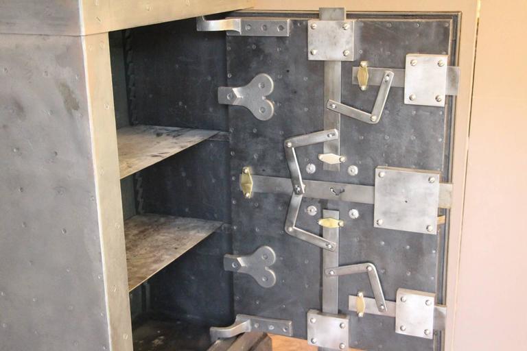 Large Black Steel, Iron and Wood Safe with Key and Working Combination ...