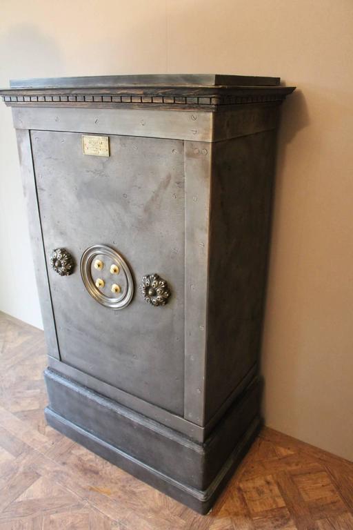 Large Black Steel, Iron and Wood Safe with Key and Working Combination ...