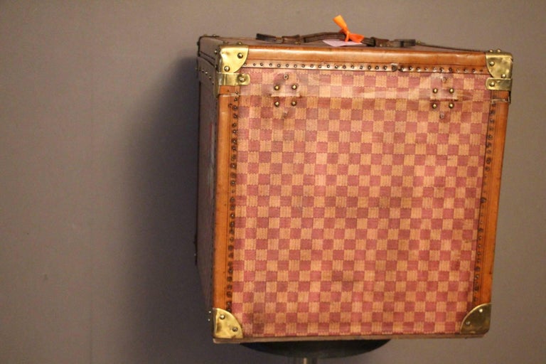1920s French Hat Trunk in Checkers Canvas at 1stDibs
