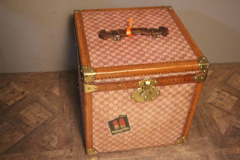 1920s French Hat Trunk in Checkers Canvas at 1stDibs