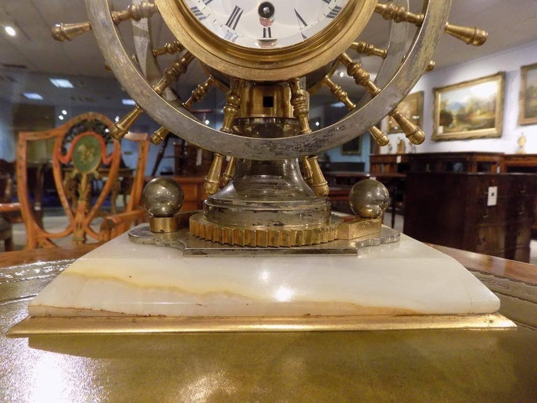 Rare Novelty Nautical Revolving Ships Wheel Desk Clock or Barometer at ...