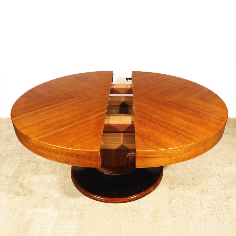 1930´s Big Art Deco Round Table, oak and veneer, brass ring - Barcelona ...