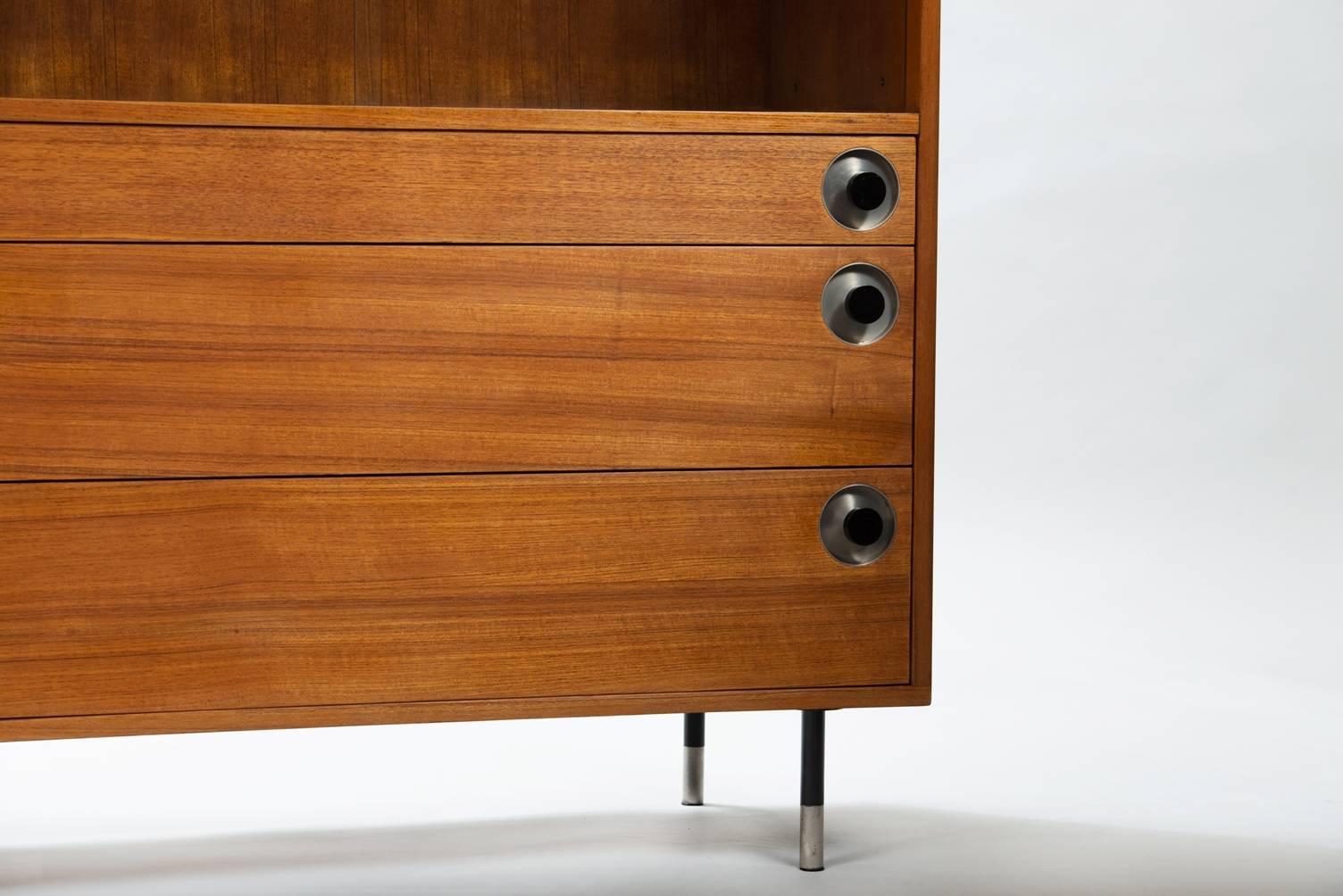 Italian Midcentury Teak Display Cabinet For Sale at 1stDibs