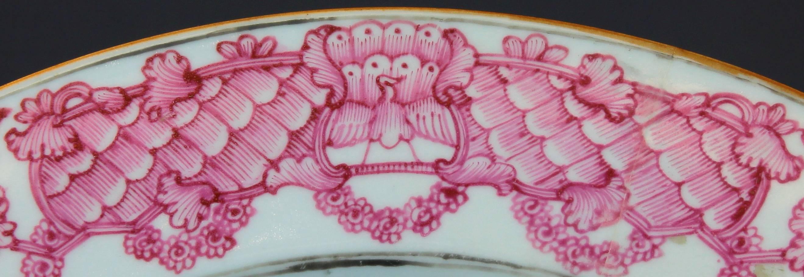 18th Century Chinese Export Pink and White Decoration Plate For Sale at ...