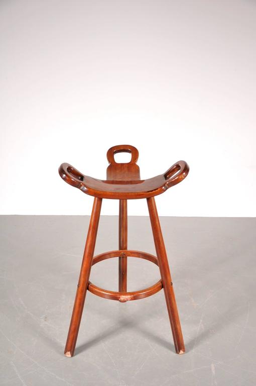 Set of Three Spanish Brutalist "Marbella" Bar Stools, circa 1970 at 1stDibs