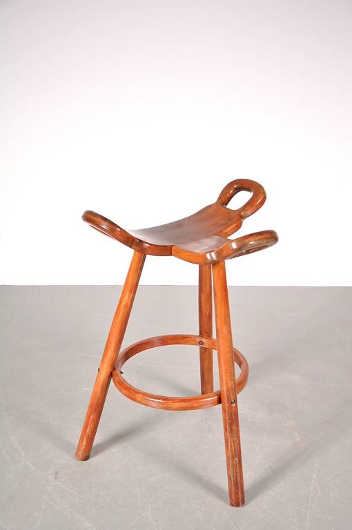 Set of Three Spanish Brutalist "Marbella" Bar Stools, circa 1970 at 1stDibs