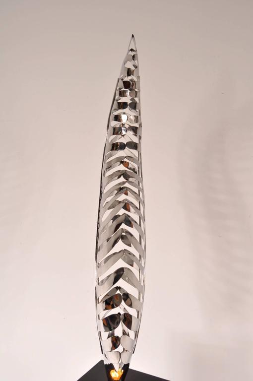 Chrome Metal Sculpture with Light, Netherlands, circa 1980 For Sale at ...