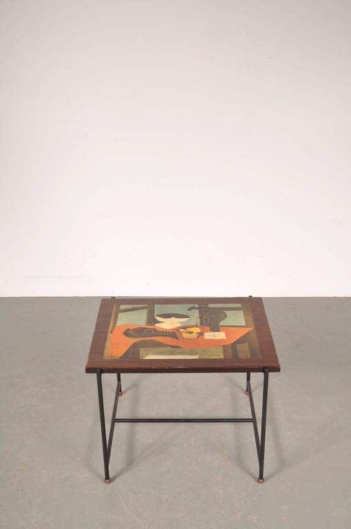 Side Table with Pablo Picasso Lithograph, Italy, circa 1950 at 1stDibs
