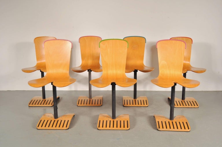 Rare Set of Seven Stacking Chairs by Ruud Jan Kokke, Netherlands, 1980 ...