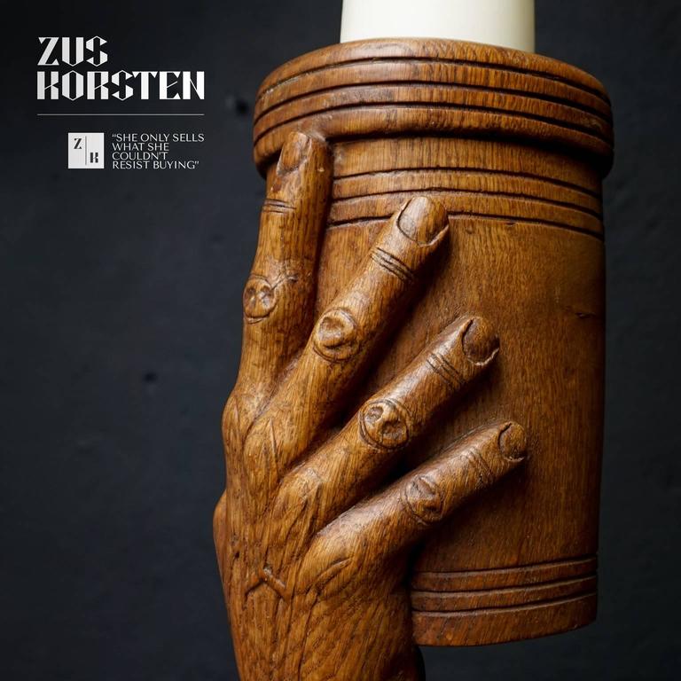 Large 20th Century Dutch Wooden Hand Candlestick For Sale at 1stdibs