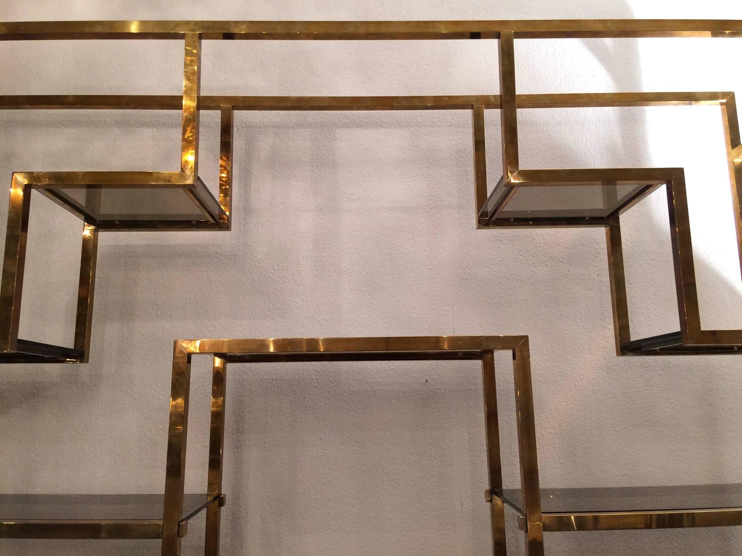 Monumental Signed Brass Shelf by Romeo Rega For Sale at 1stdibs