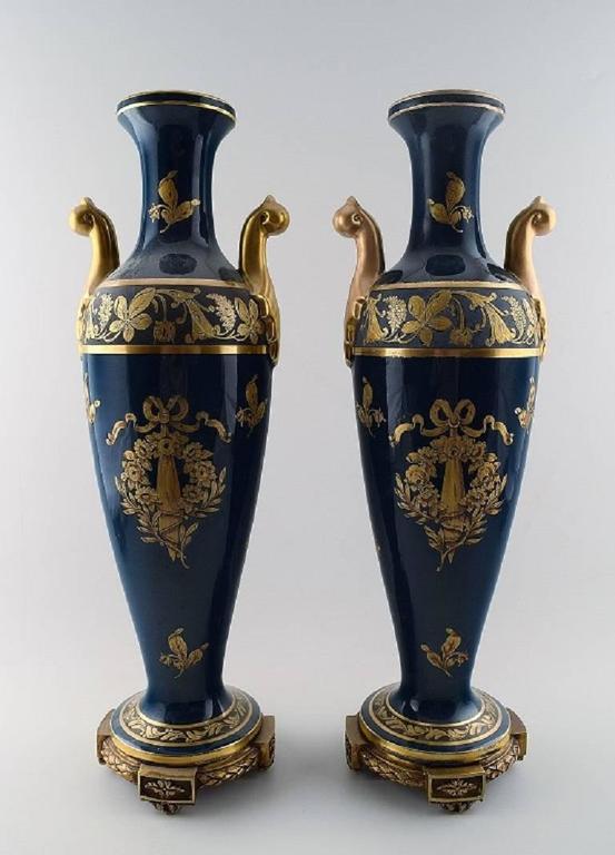 Pair of Large 19th Century Sevres Style Floor Vases in Beautiful ...