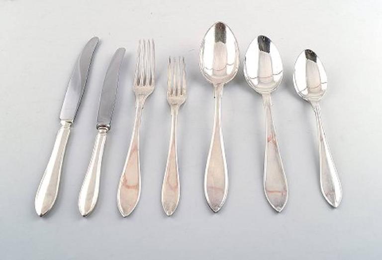 Large and Complete 24 Persons Flatware Service in Plated Silver circa ...