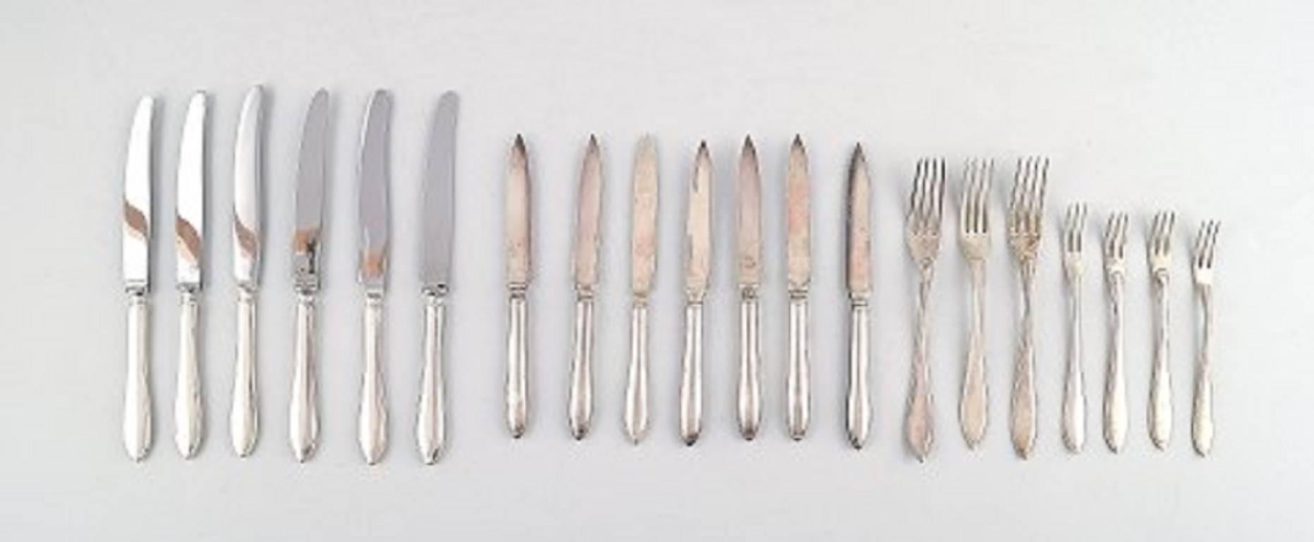Large and Complete 24 Persons Flatware Service in Plated Silver circa ...