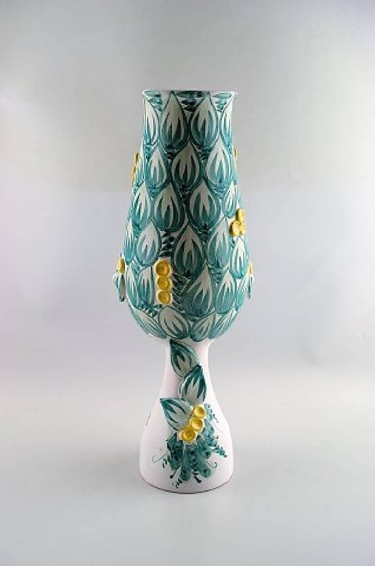 Unique and Hand-Painted Bjorn Wiinblad, Vase in Polychrome Ceramic ...