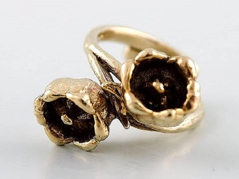 Flora Danica Jewelry, Two Rings of Sterling Silver, Gold-Plated at 1stDibs