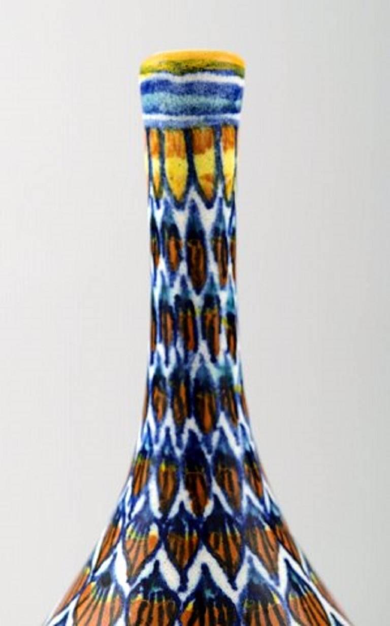Franco Mari, Deruta Large Ceramic Vase, Narrow Neck, Italy, Late 20th ...