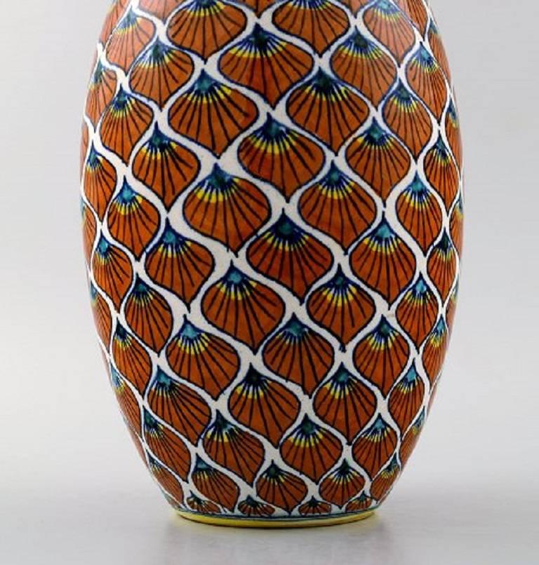 Franco Mari, Deruta Large Ceramic Vase, Narrow Neck, Italy, Late 20th ...