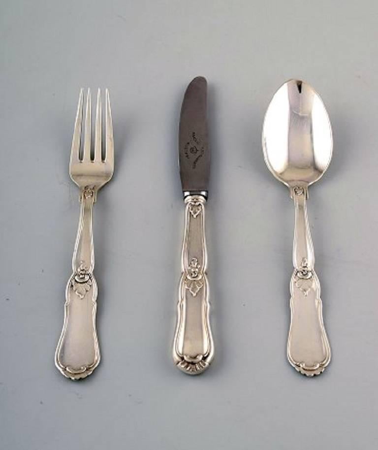 Complete Danish Silver Dinner Service for 12 People, Johannes Siggaard ...