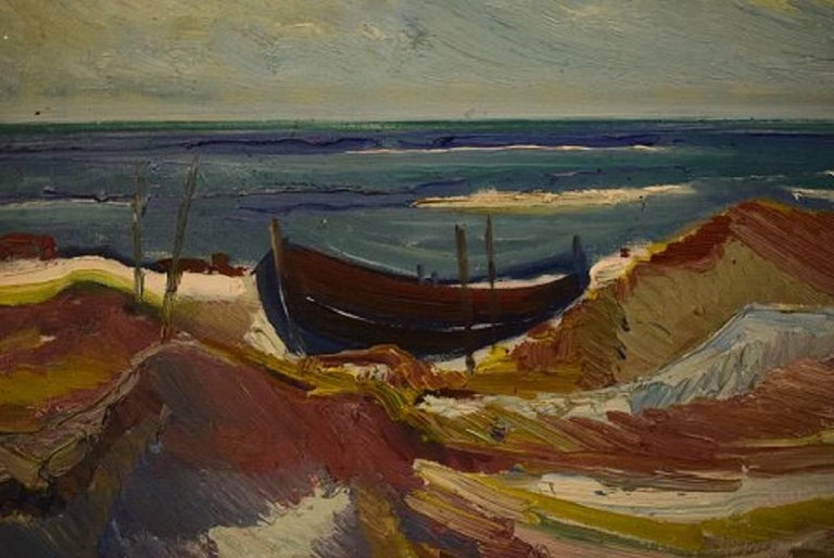 Aage Strand, Danish Landscape, Overlooking the Sea, Oil on Canvas at ...