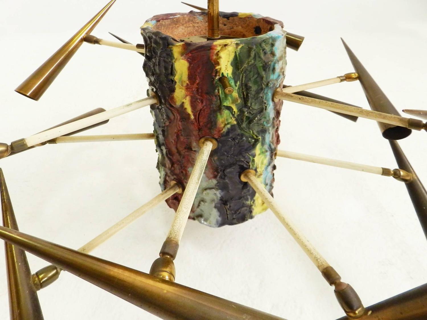 Stunning Artistic Ceramic Sputnik Light by Leoncillo Leonardi, 1952 ...