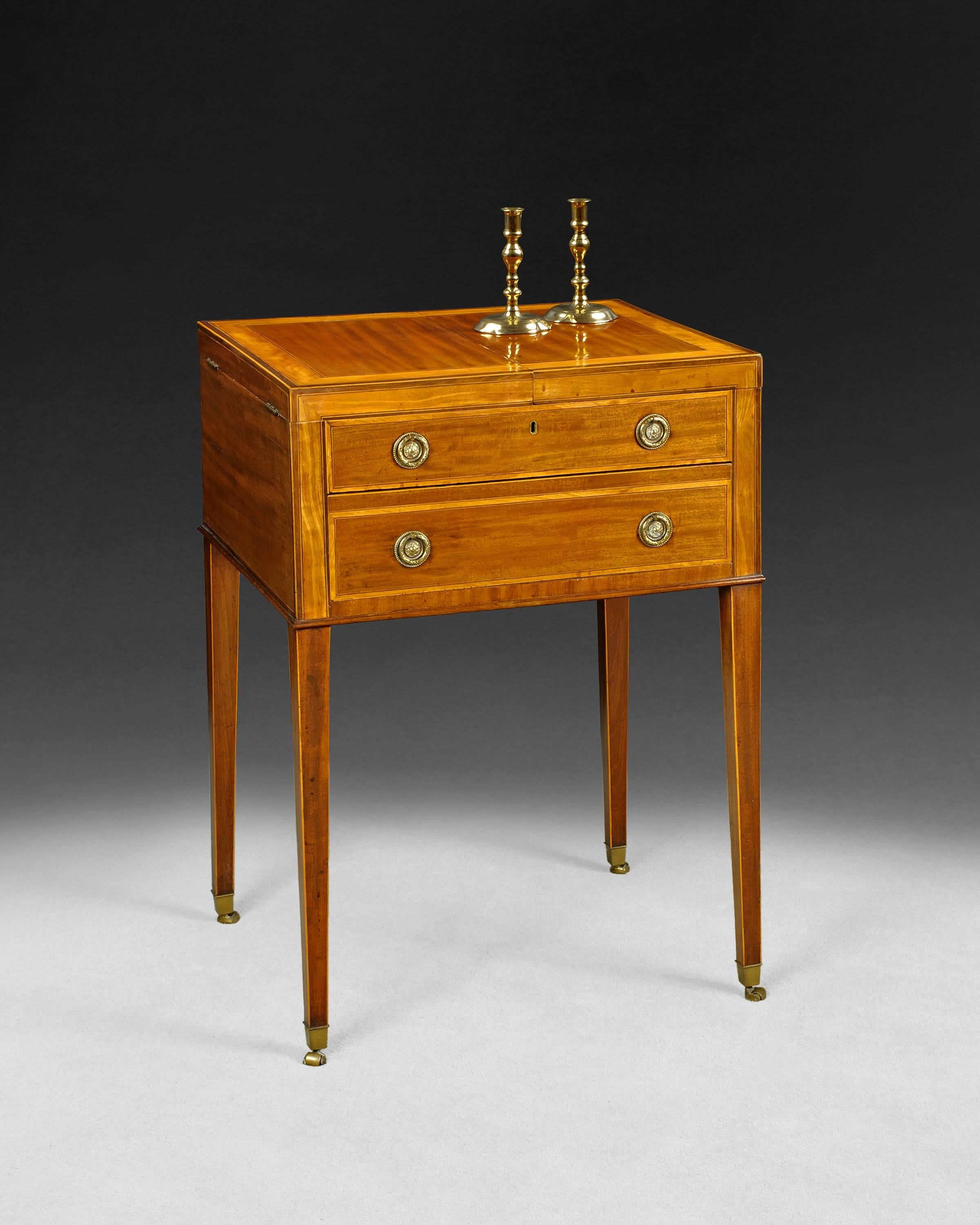 Sheraton Period Mahogany and Satinwood Dressing Table at 1stDibs