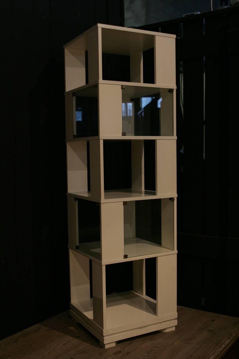 Italian TOTEM Ivory Lacquered Turning Library, 1960 at 1stDibs