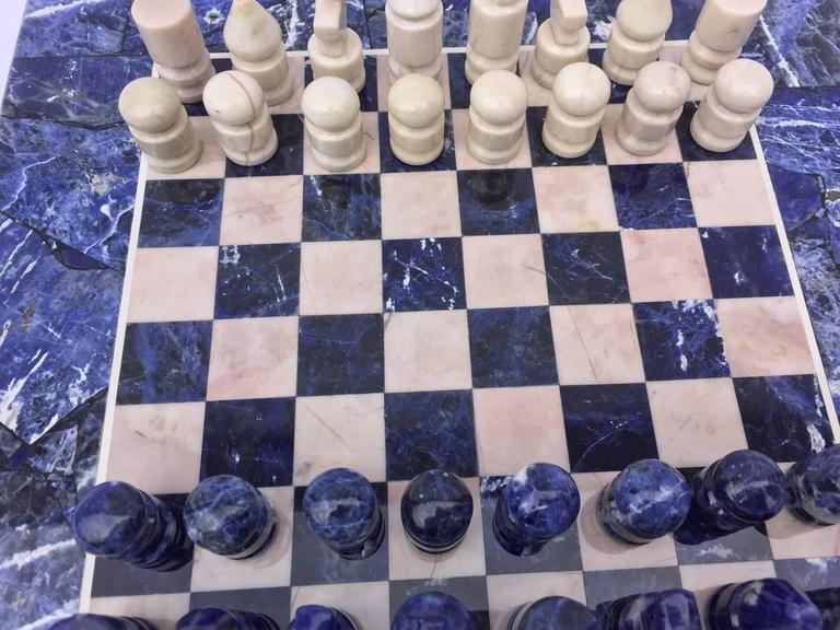 Mid-Century Blue and White Marble Chess Set at 1stDibs | blue marble ...