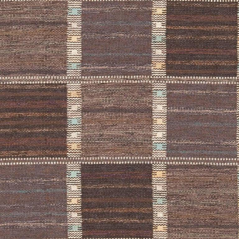 Mid-20th Century Swedish Flat Weave Carpet, "FALURUTAN, MÖRK" For Sale ...