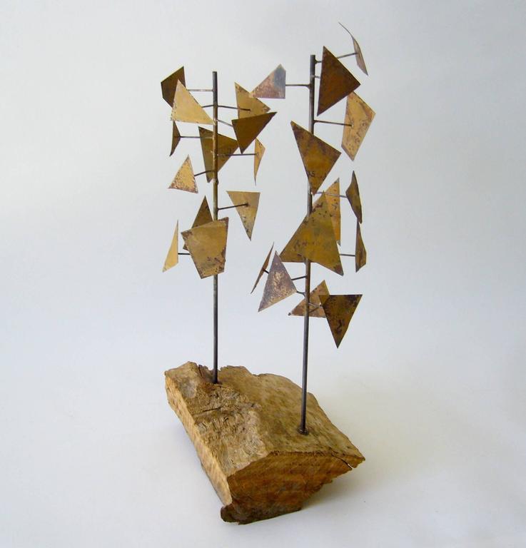 Brass Wood Abstract Tree Sculpture at 1stDibs