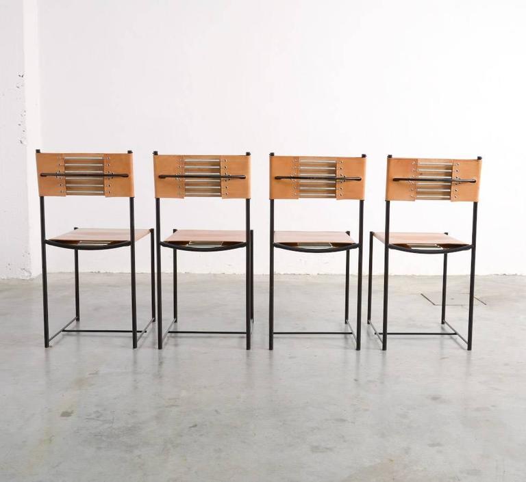 Set of Four Natural Leather Spaghetti Chairs by G. Belotti for Alias at ...