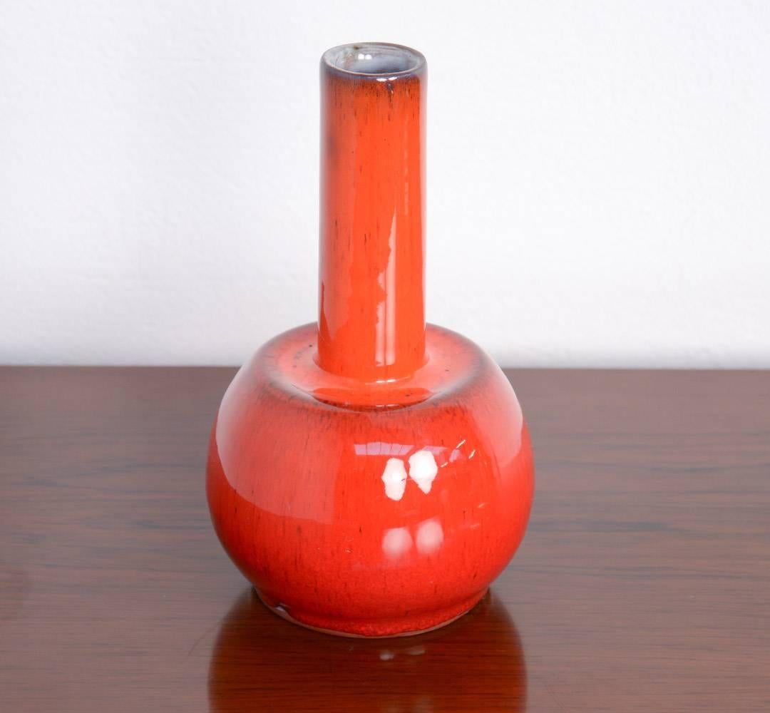 Red Ceramic Vase by Perignem at 1stDibs