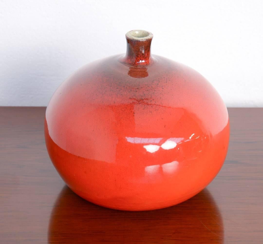 Red Ceramic Spherical Vase by Perignem at 1stDibs