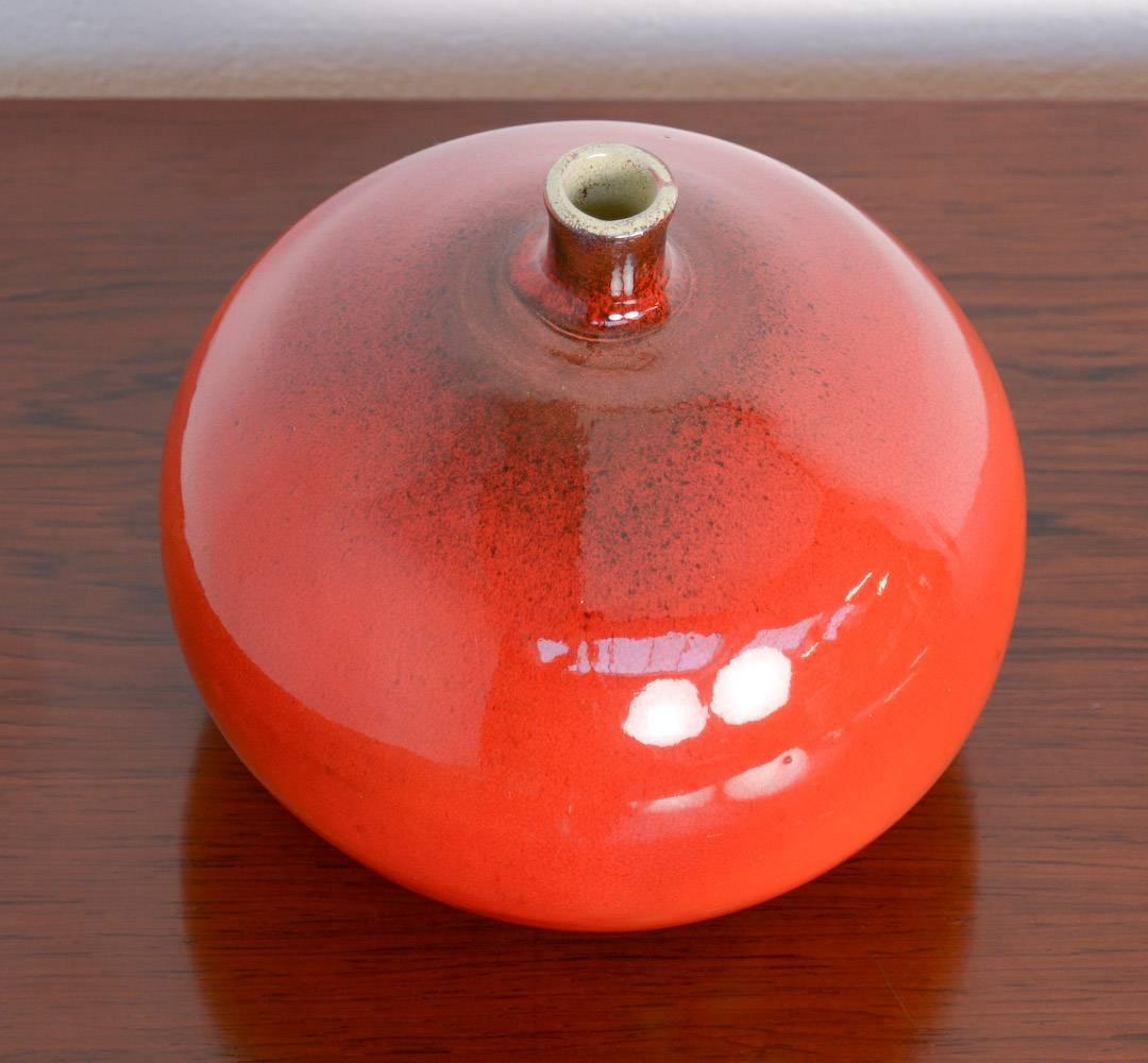 Red Ceramic Spherical Vase by Perignem at 1stDibs