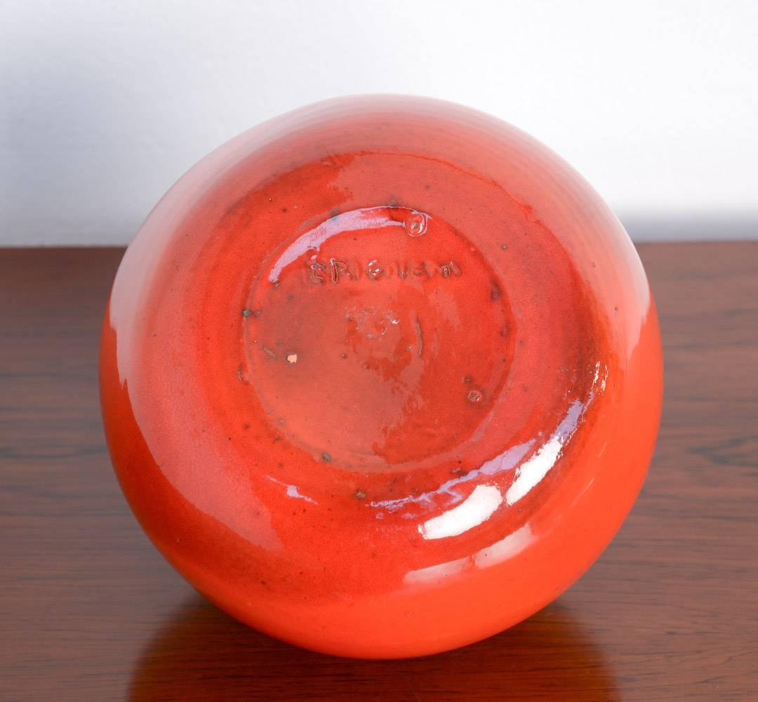 Red Ceramic Spherical Vase by Perignem at 1stDibs