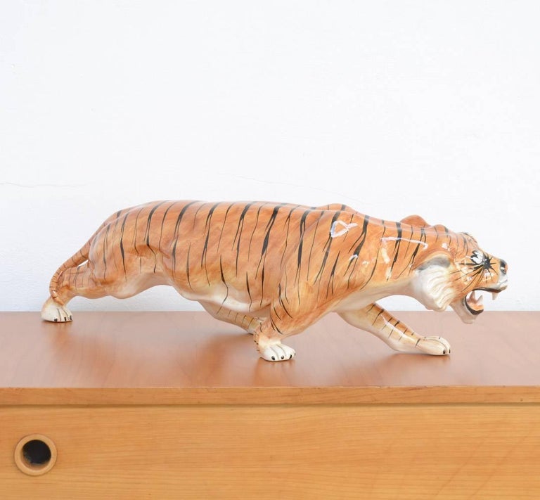 Porcelain Sculpture of a Walking Tiger at 1stDibs | porcelain tiger