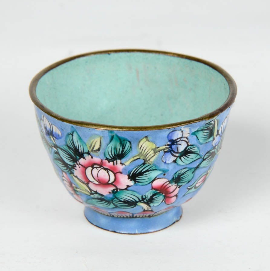 Three 19th Century Canton Enamel Cups For Sale at 1stDibs