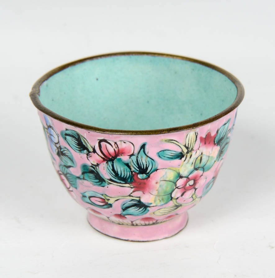 Three 19th Century Canton Enamel Cups For Sale at 1stDibs