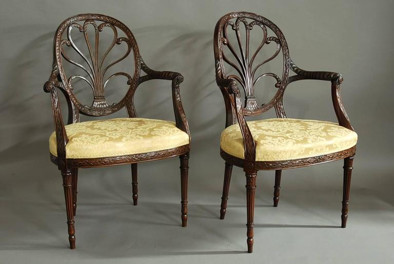 Superb pair of Adam style open armchairs at 1stDibs